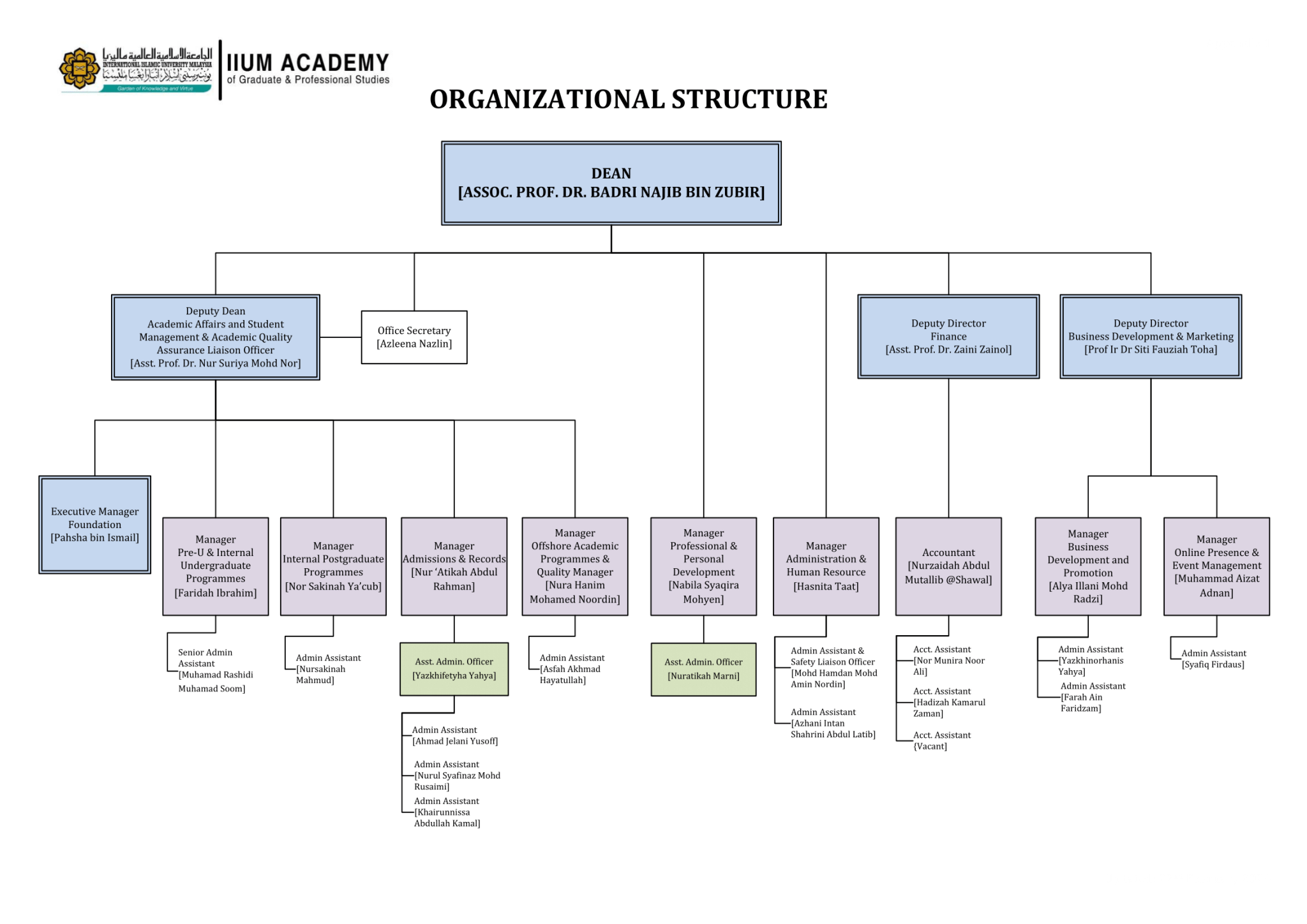 Organizational Structure – IIUM Academy